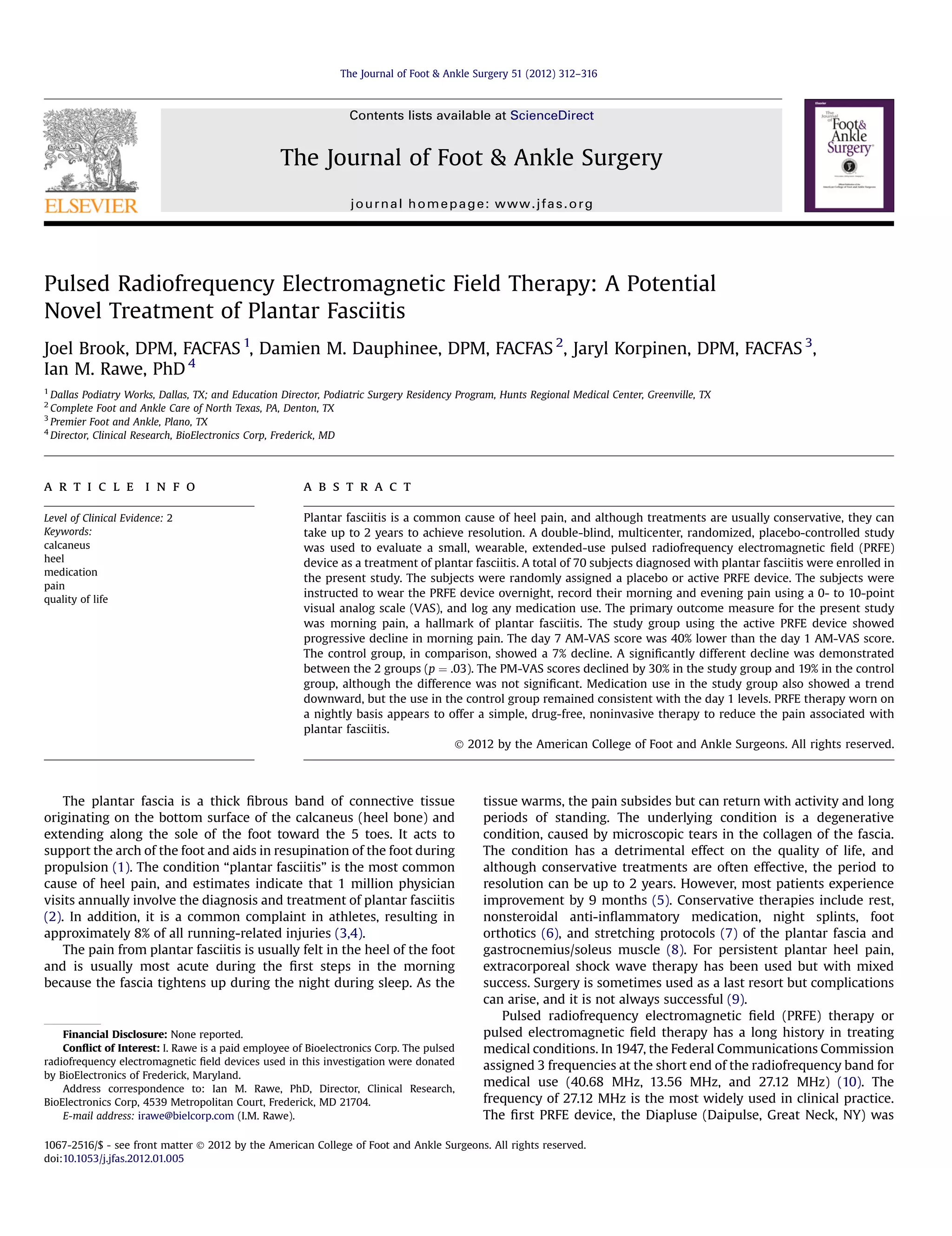 Pemf on plantar fasciatis | PDF