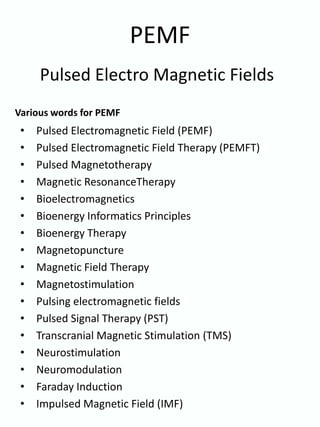 Brief introduction to pulsed electro magnetic fields, preview of our ...