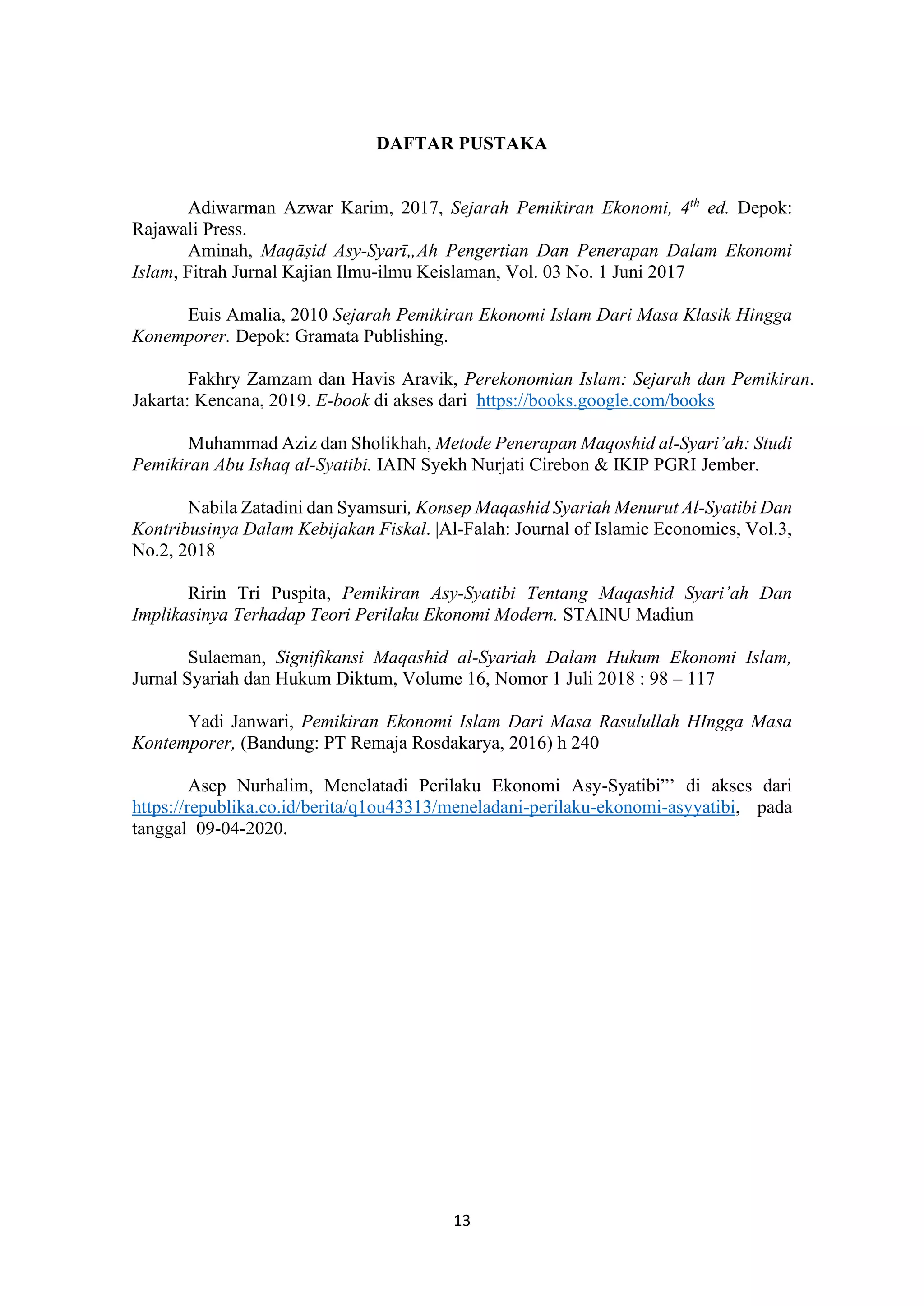 Pemikiran Ekonomi Islam Abu Ishaq Asy Syatibi | PDF