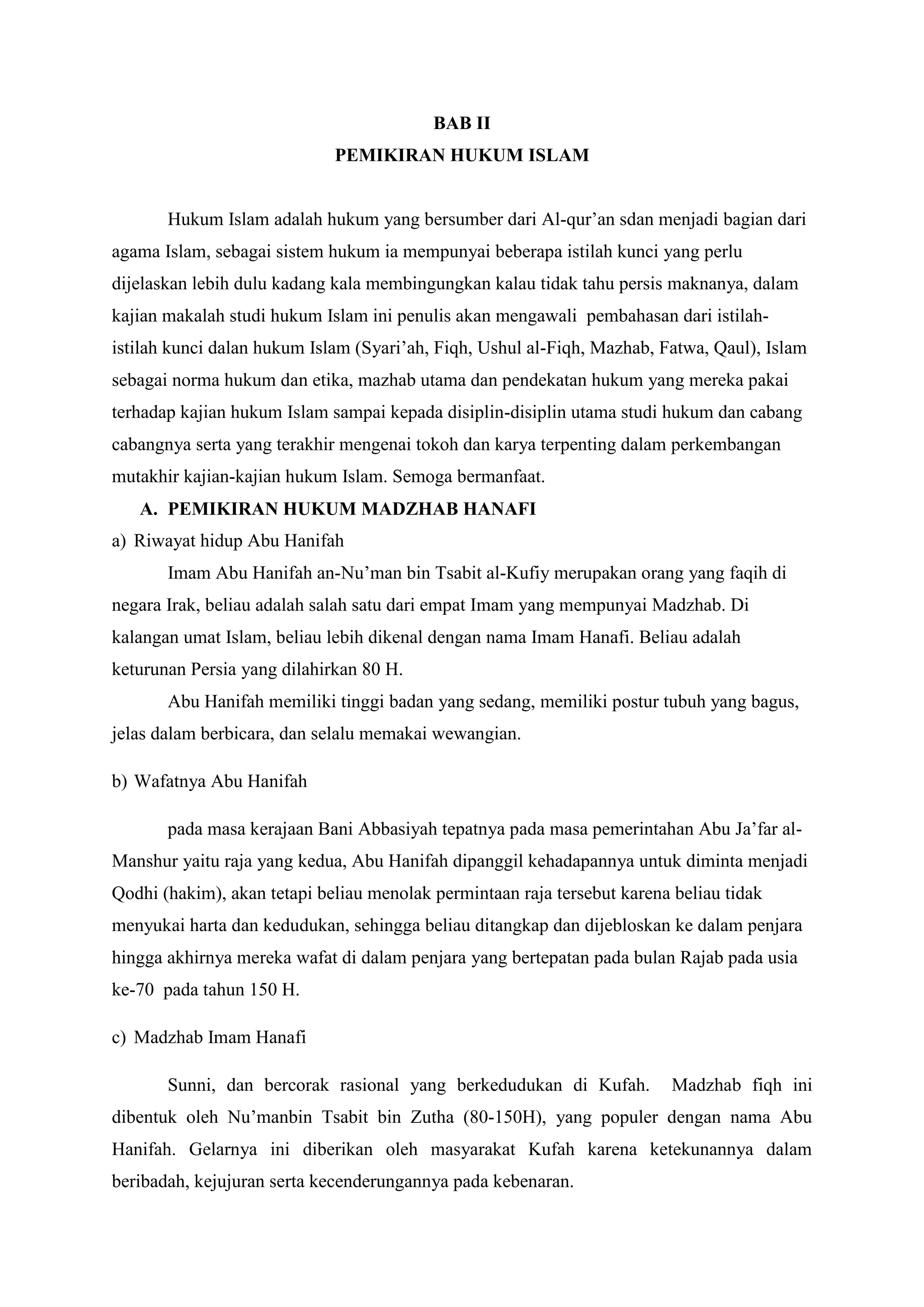 Pemikiran hukum islam | DOCX