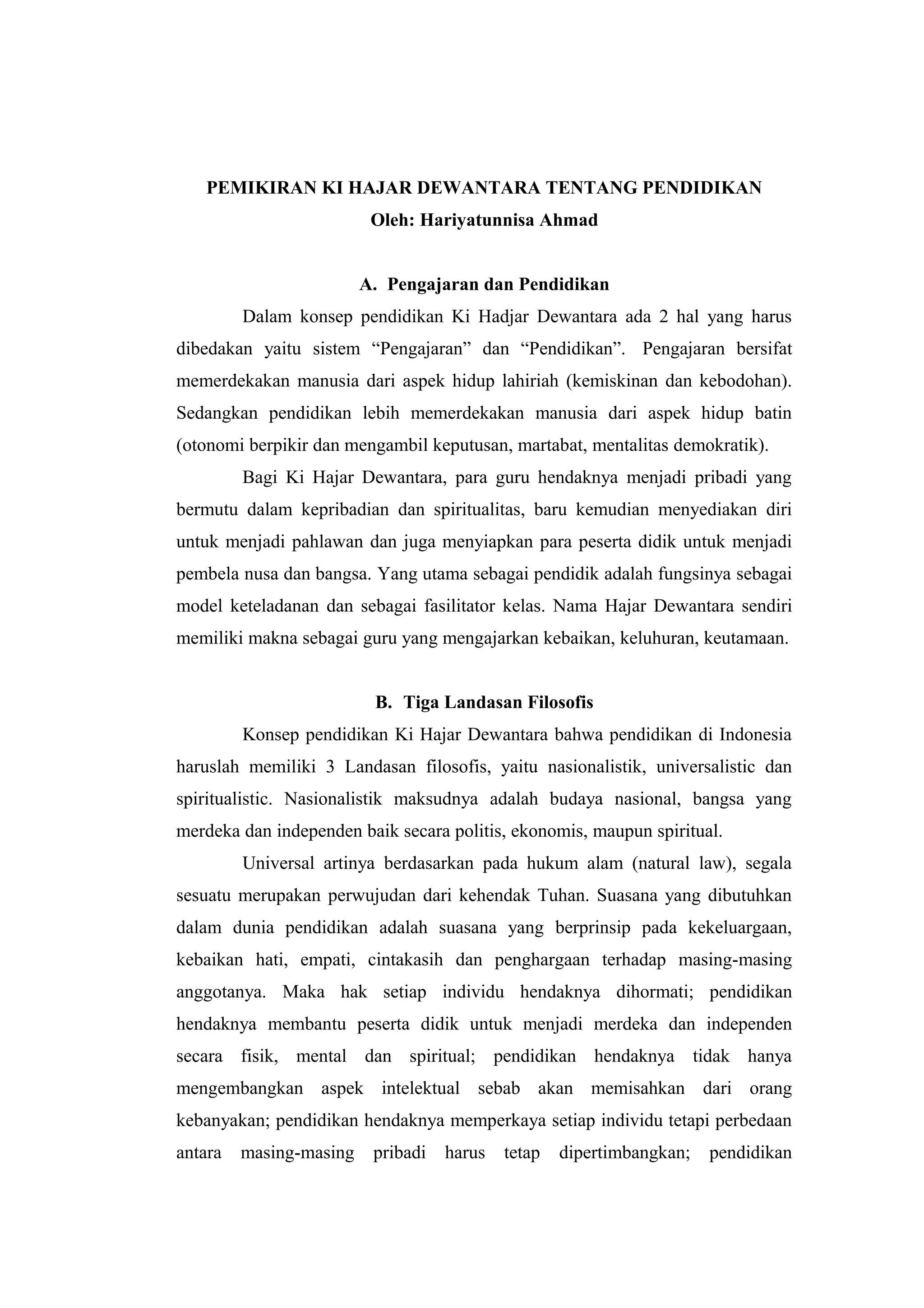 Pemikiran Ki Hajar Dewantara | DOC