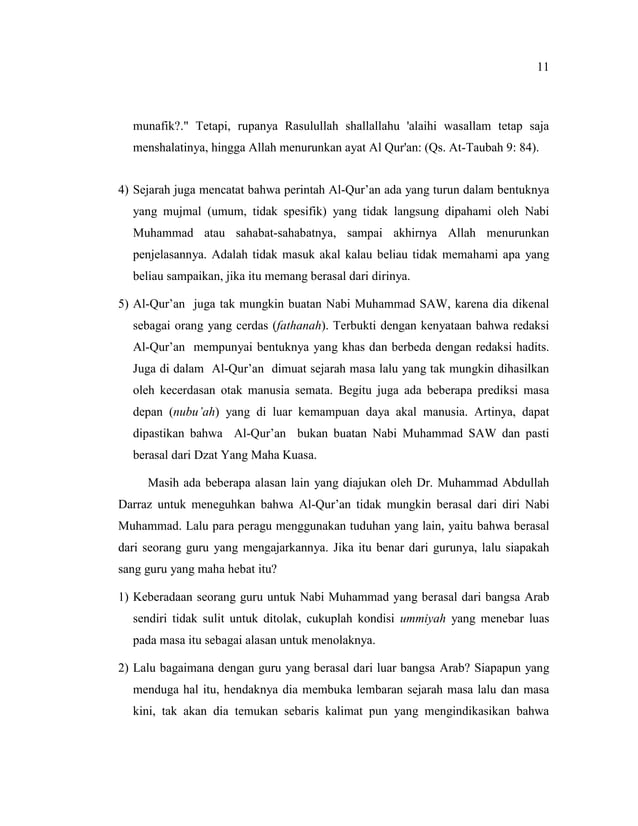 Pemikiran muhammad abdullah darraz makalah | PDF