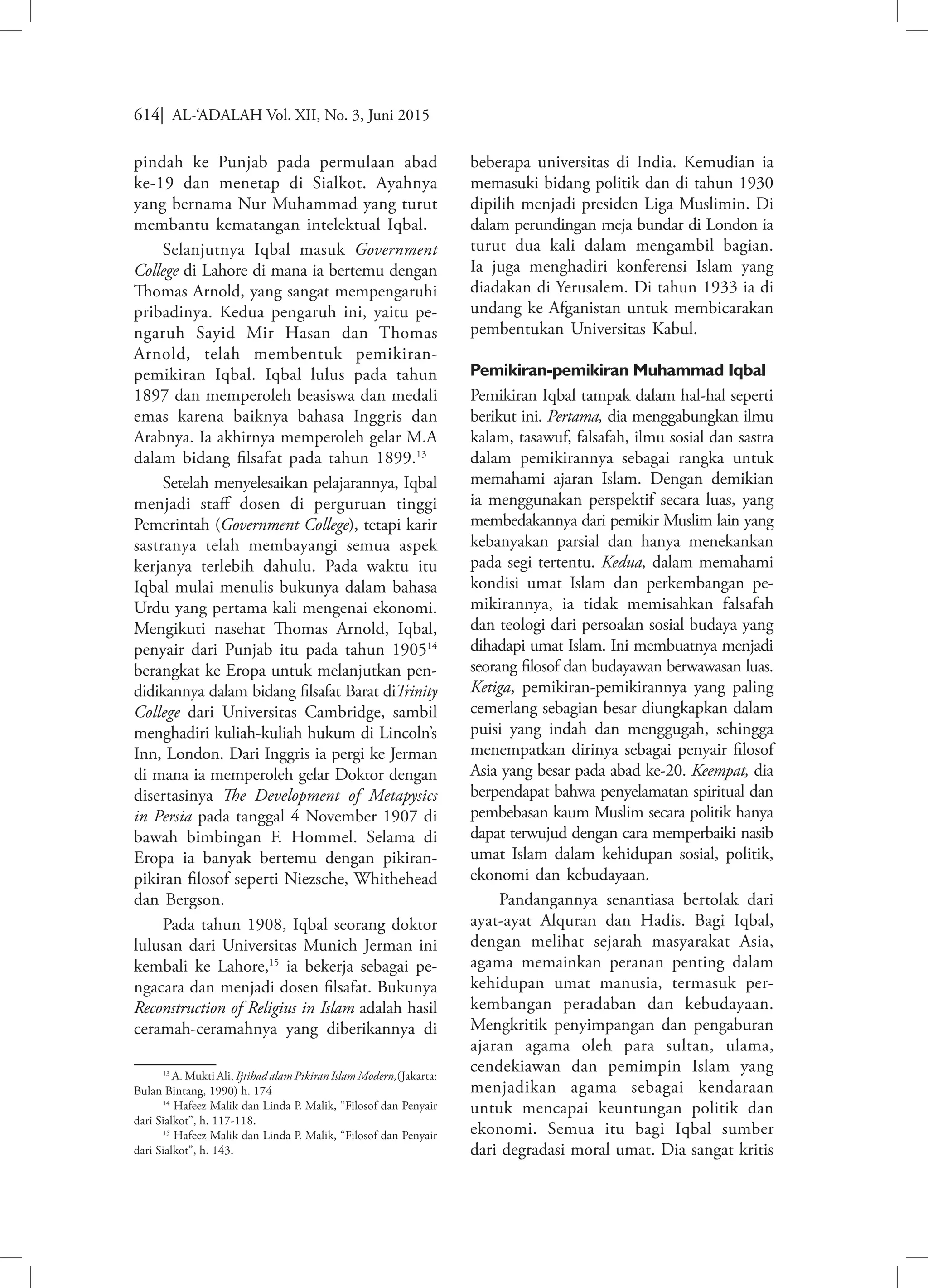 Pemikiran muhammad iqbal | PDF