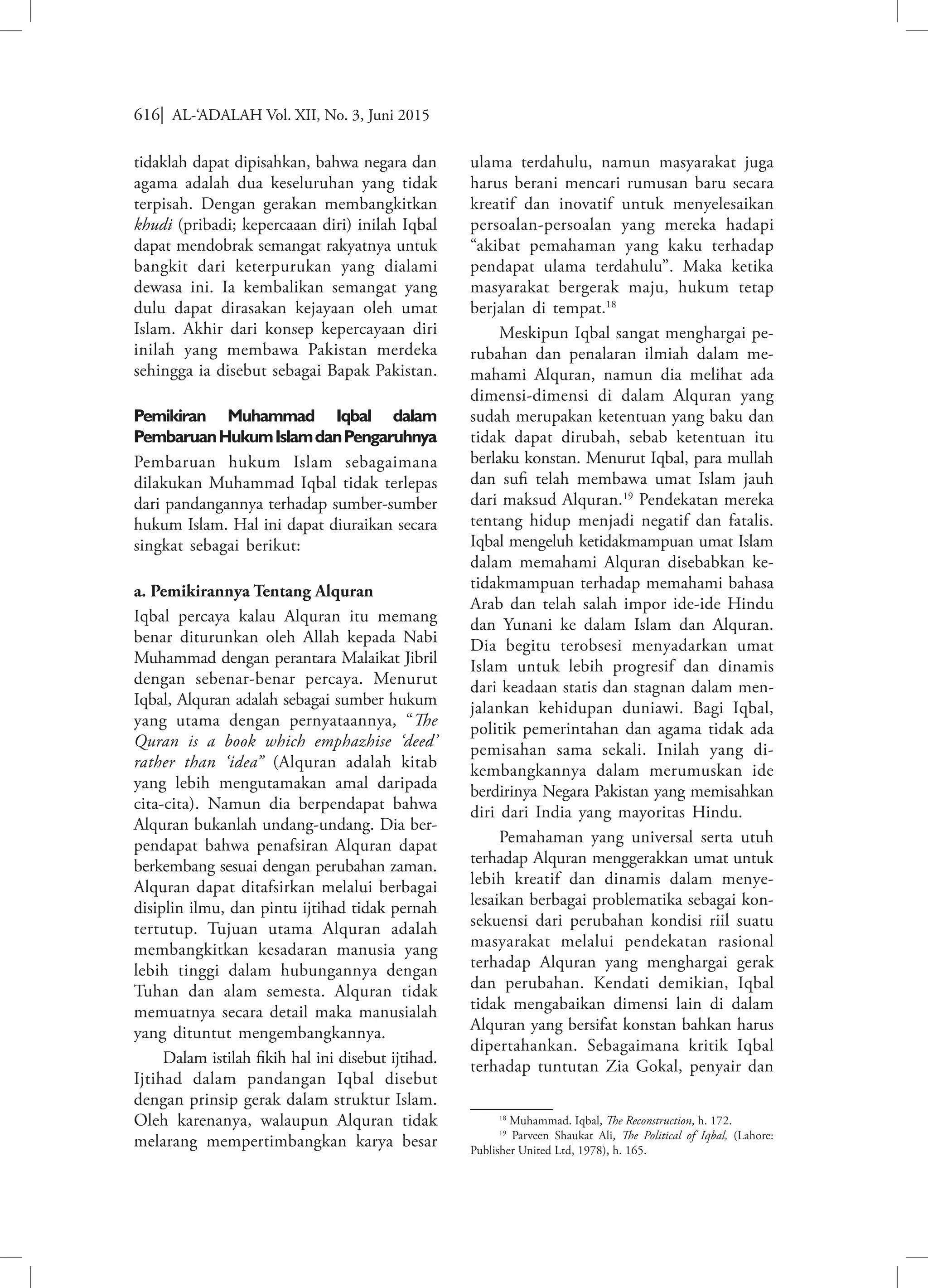 Pemikiran muhammad iqbal | PDF