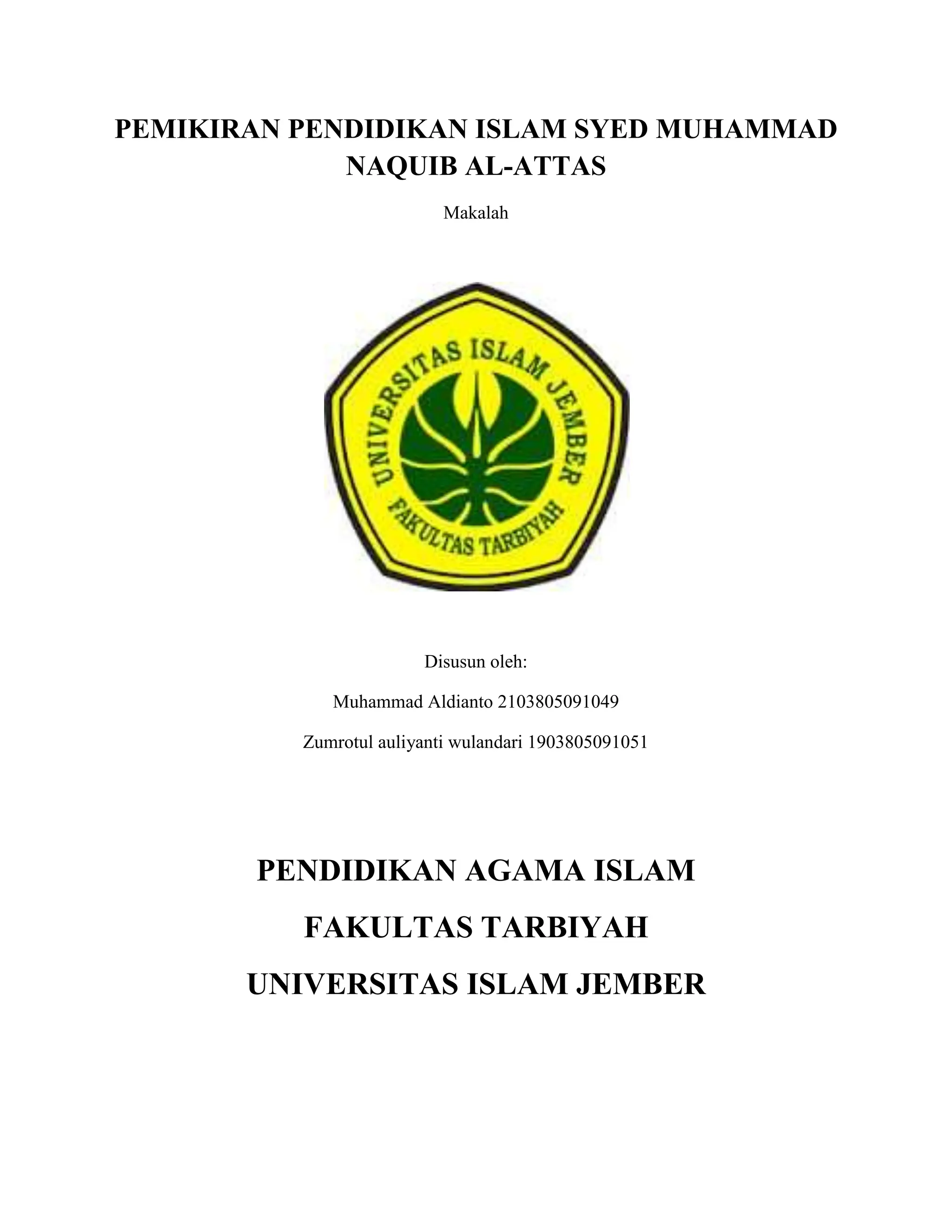 PEMIKIRAN PENDIDIKAN ISLAM SYED MUHAMMAD NAQUIB AL.docx