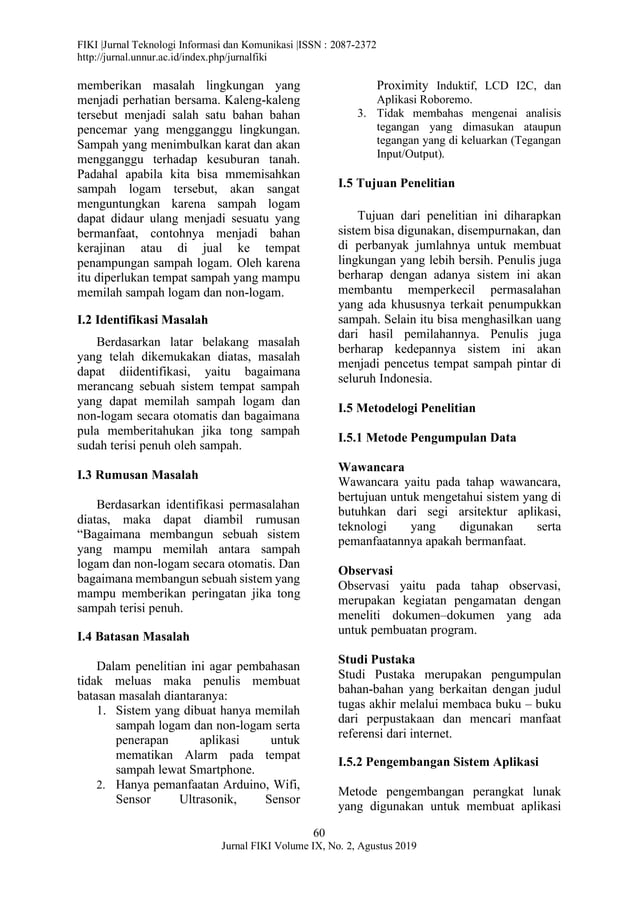 PEMILAHAN JENIS SAMPAH LOGAM DAN NON-LOGAM SKALA KECIL SECARA OTOMATIS ...