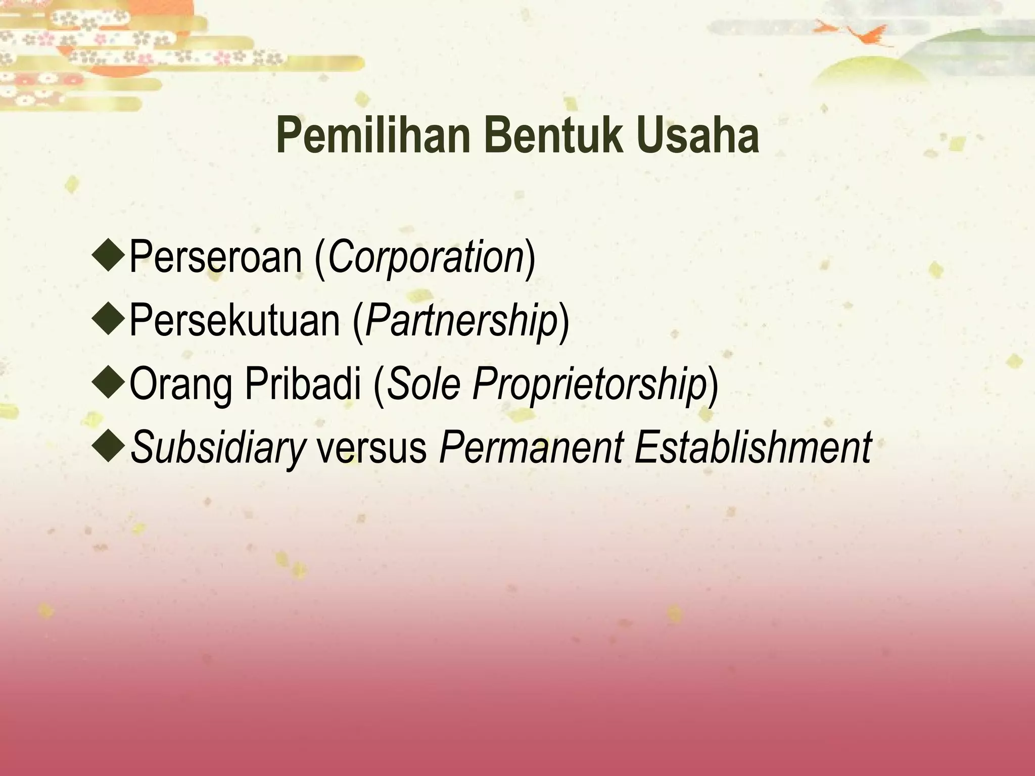 Pemilihan Bentuk Usaha Modify | PPT