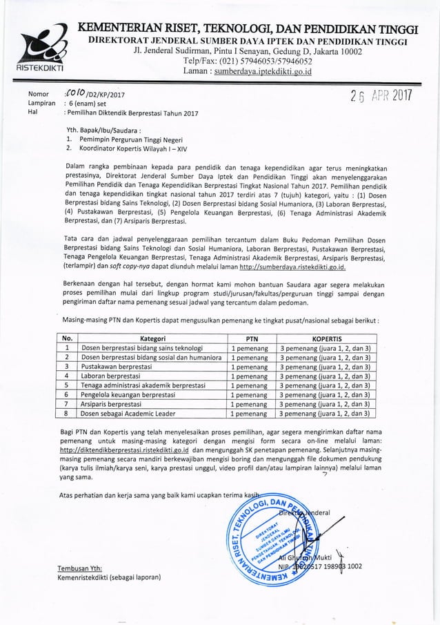 Pemilihan diktendik-berprestasi 2017 | PDF