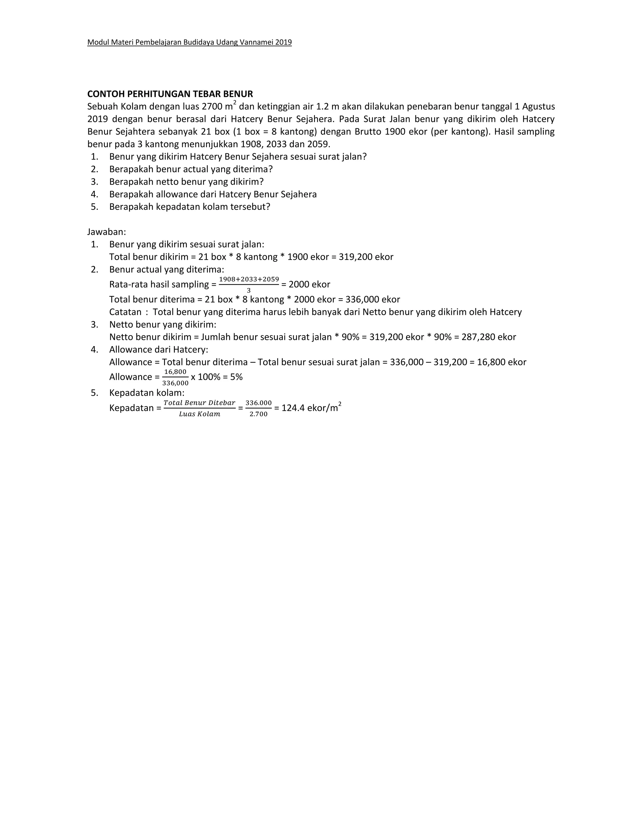 PEMILIHAN DAN PENEBARAN BENUR - BUDIDAYA UDANG VANNAMEI | PDF