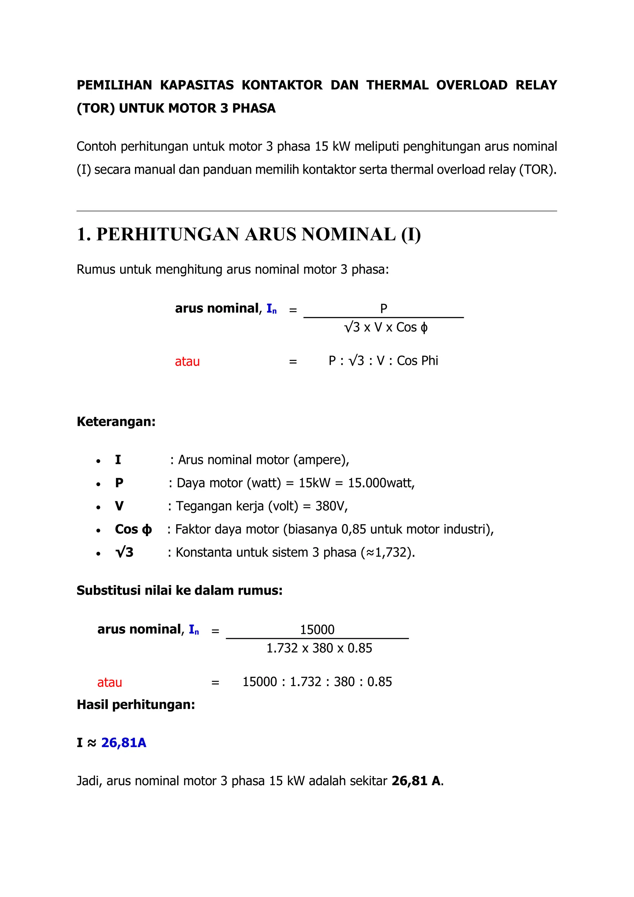 PEMILIHAN KAPASITAS KONTAKTOR DAN THERMAL OVERLOAD RELAY.pdf