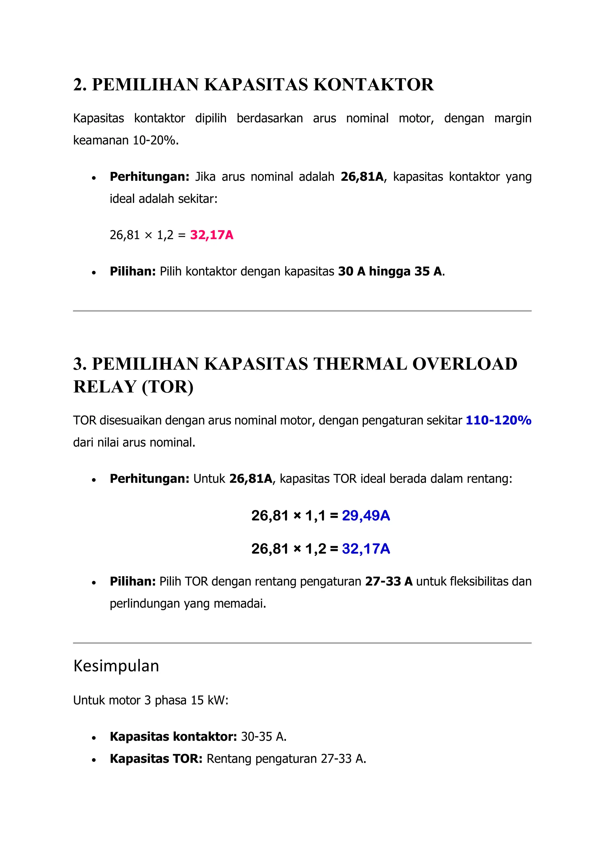 PEMILIHAN KAPASITAS KONTAKTOR DAN THERMAL OVERLOAD RELAY.pdf