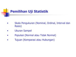 Pemilihan uji statistik | PDF