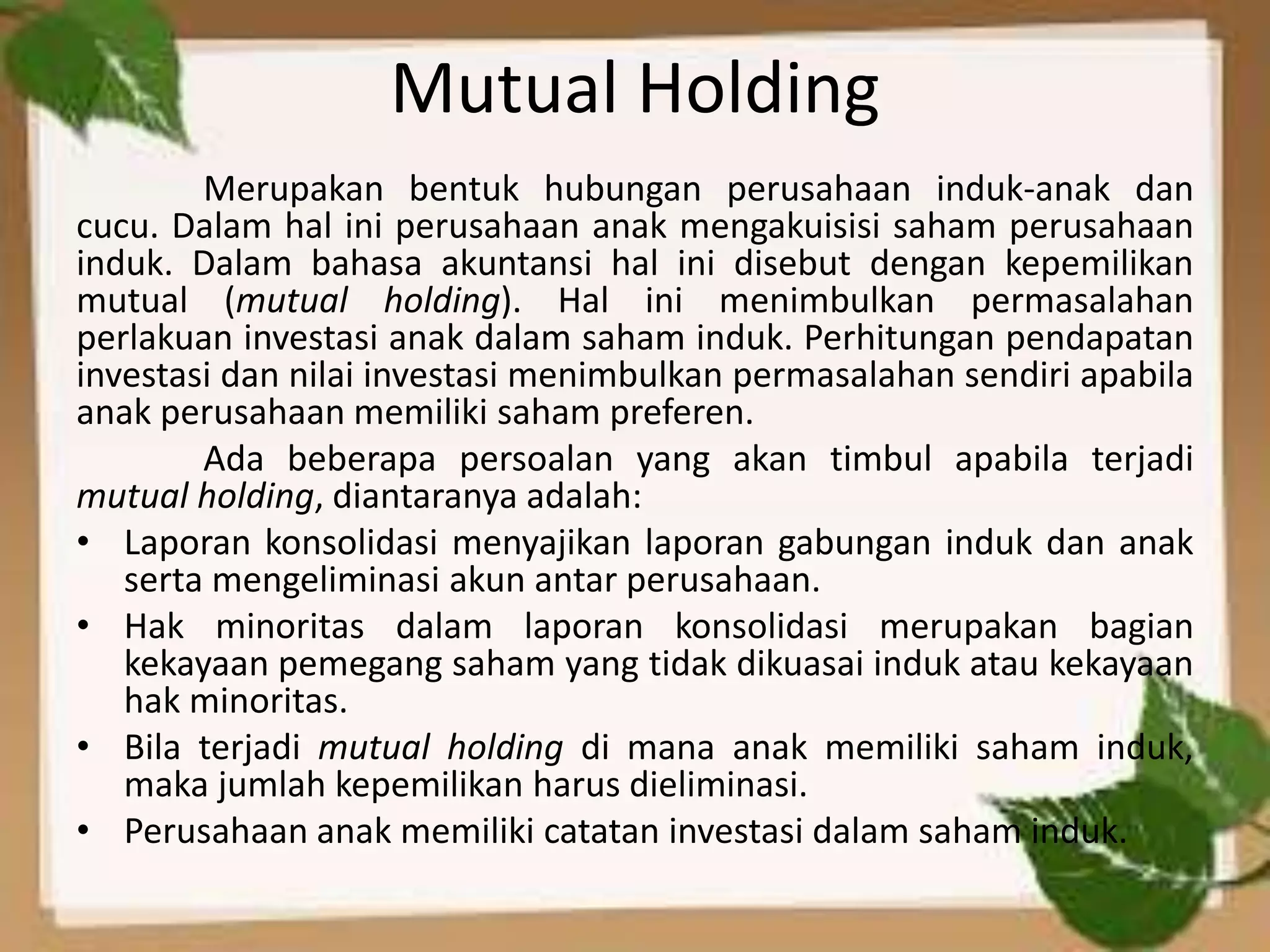 Pemilikan saham tidak langsung dan saling memiliki saham | PPTX