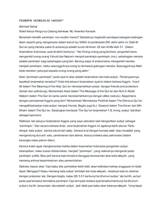 Pemimpin nonmuslim haram | PDF