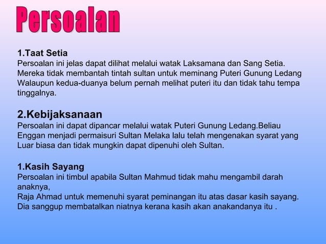 Peminangan Puteri Gunung Ledang (prosa tradisional) | PPT