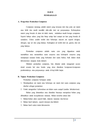 Pemisahan campuran full (KIMIA : PEMISAHAN CAMPURAN) | DOCX