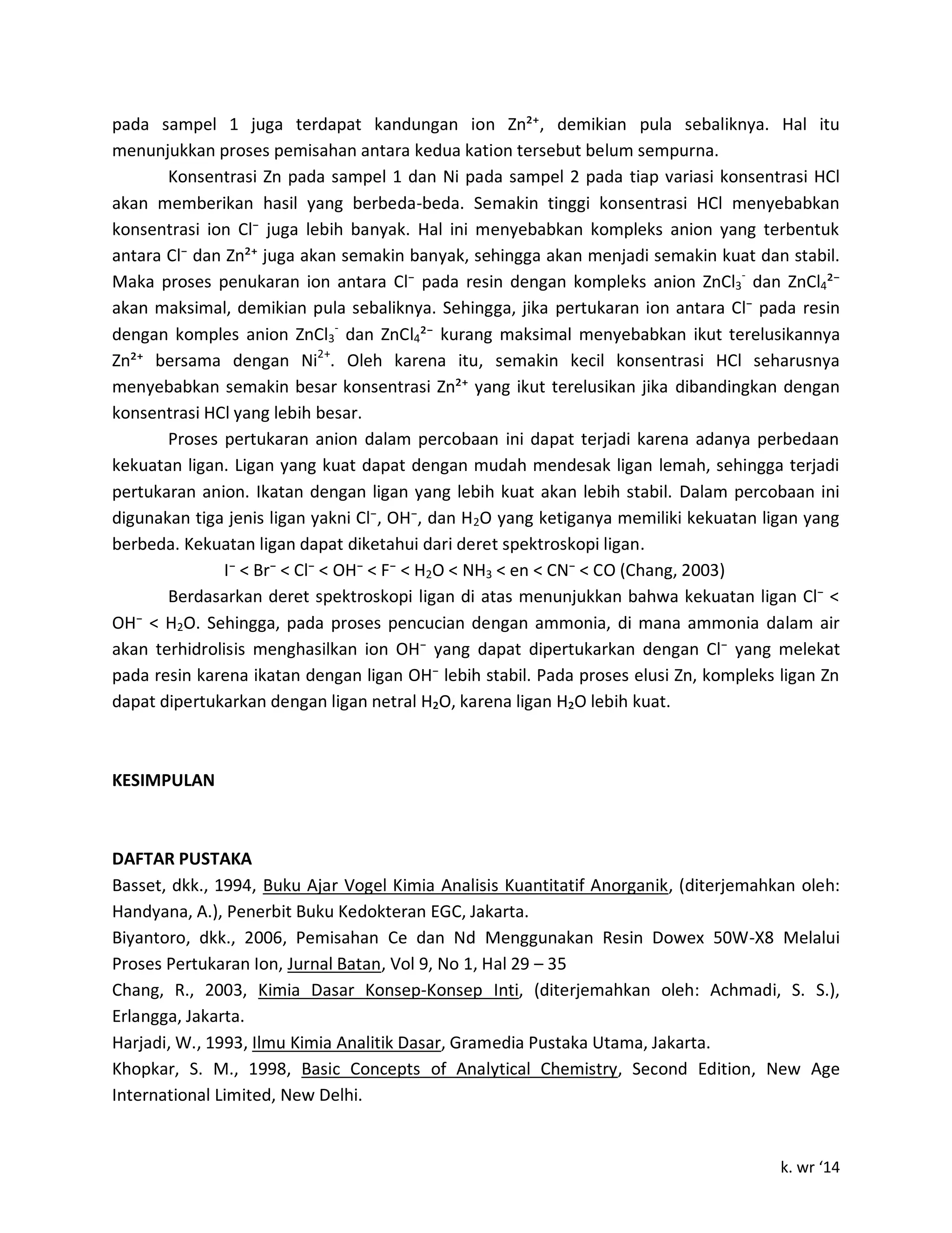 Pemisahan kation dengan penukar ion | PDF