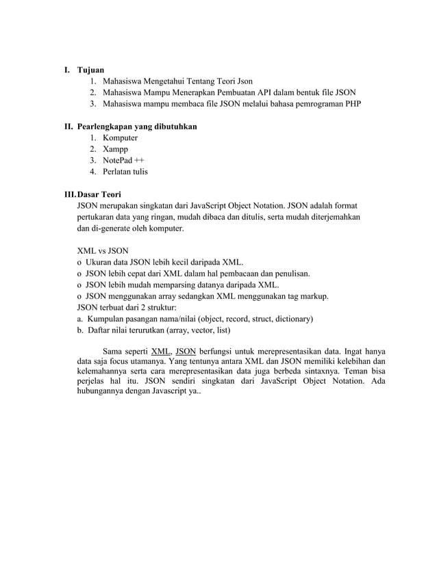 Pemograman api json | DOCX