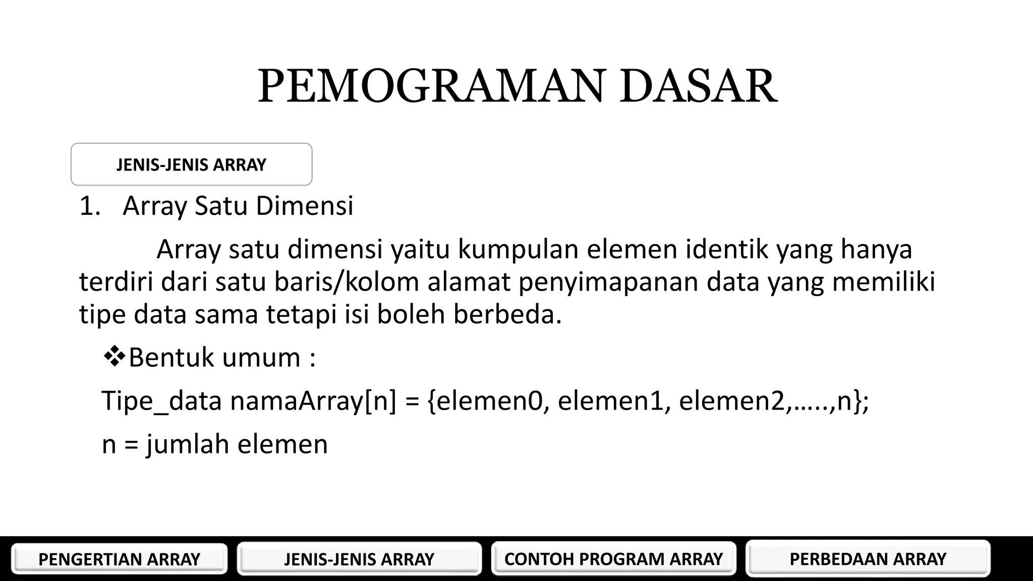 Pemograman dasar array | PPT