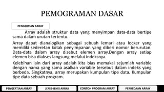 Pemograman dasar array | PPT