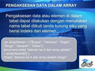 Pemograman web kegiatan belajar 10 memahami penggunaan array | PPT