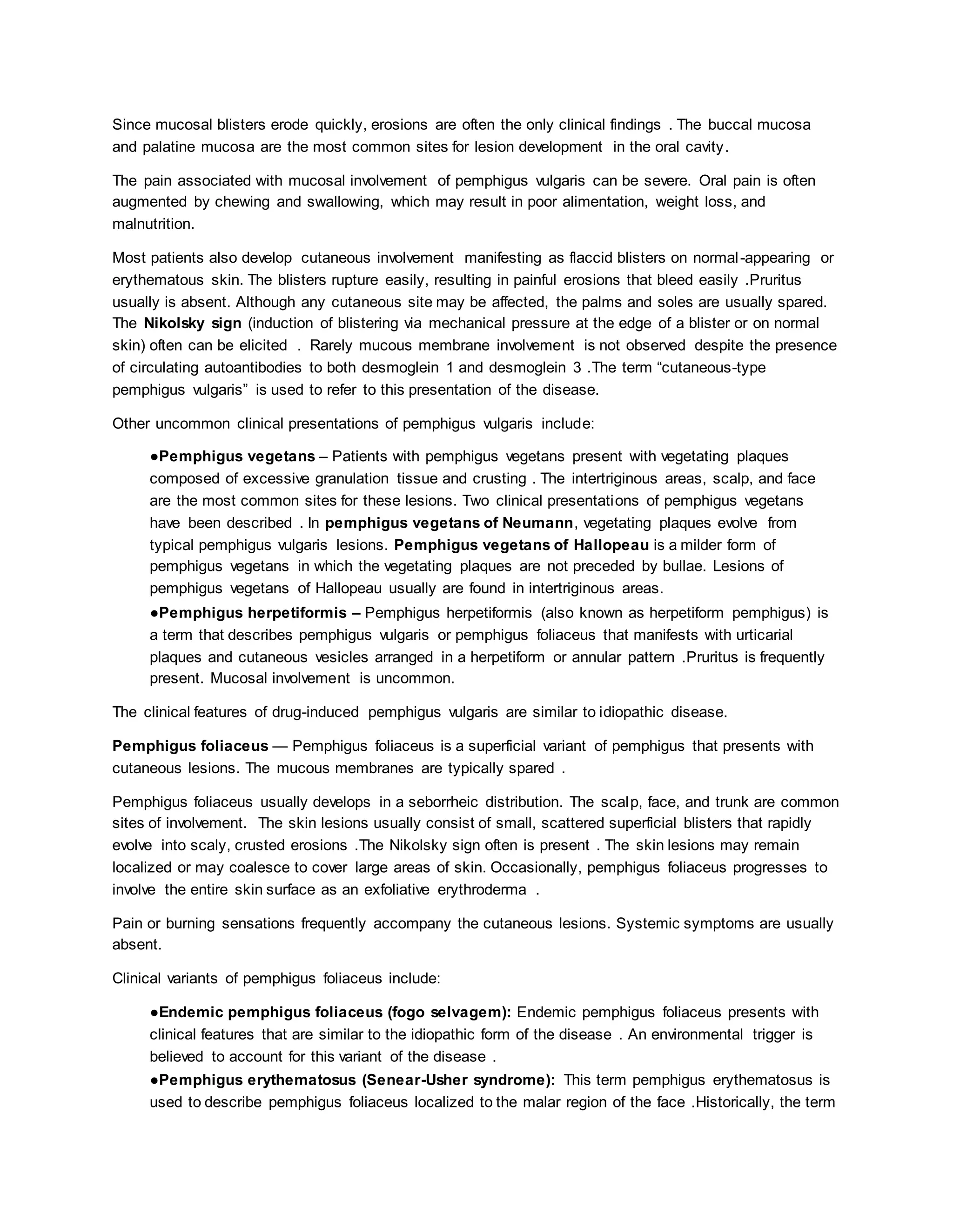 Pemphigus groups of skin blistering disorders | DOCX