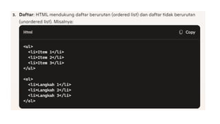 Pemprograman Dasar HTML dengan Visual Studio Code | PPTX