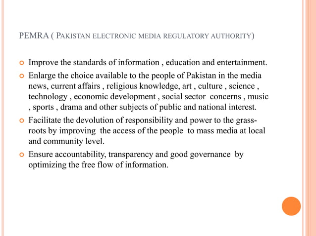 PEMRA's Broadcasting Regulations and Code of Conduct for Broadcasters | PPTX | Political Issues ...