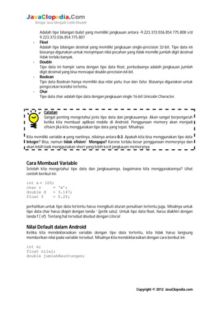Pemrograman android-dasar-02-tipe-data | PDF