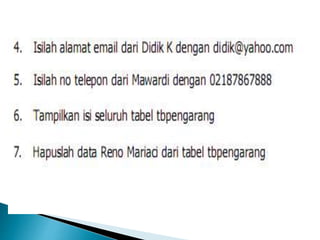 Pengenalan MySQL data base yang akan dijelaskan | PPT