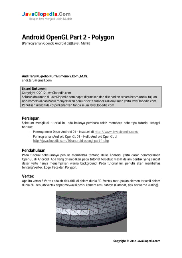Pemrograman open gl-android-02-polygon-opengl | PDF