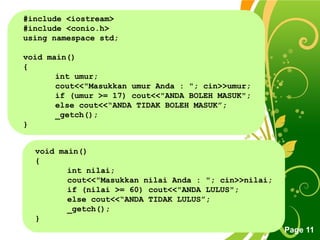 Pemrograman algoritma (IF,else) | PDF