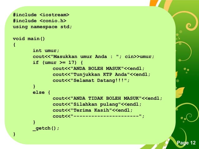 Pemrograman algoritma (IF,else) | PDF