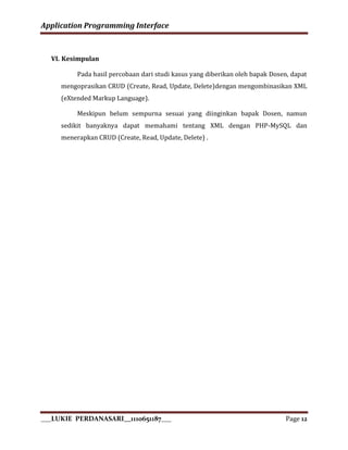 Laporan Pemrograman API XML dengan PHP-MySQL (Lukie Perdanasari - 1110651187) | PDF