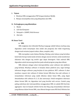 Laporan Pemrograman API XML dengan PHP-MySQL (Lukie Perdanasari - 1110651187) | PDF
