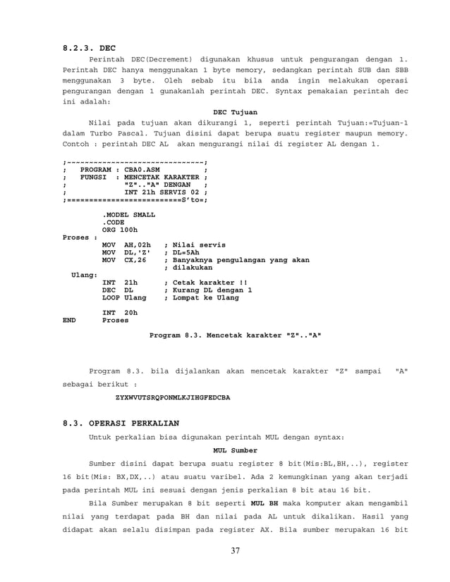 Modul Pemrograman Bahasa Assembly | PDF