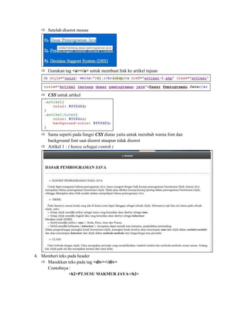 Membuat Web Sederhana Dengan CSS (Cascading Style Sheets) | PDF