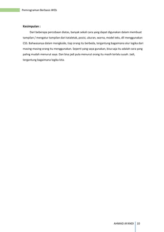 Pemrograman Berbasis Web - CSS | DOCX