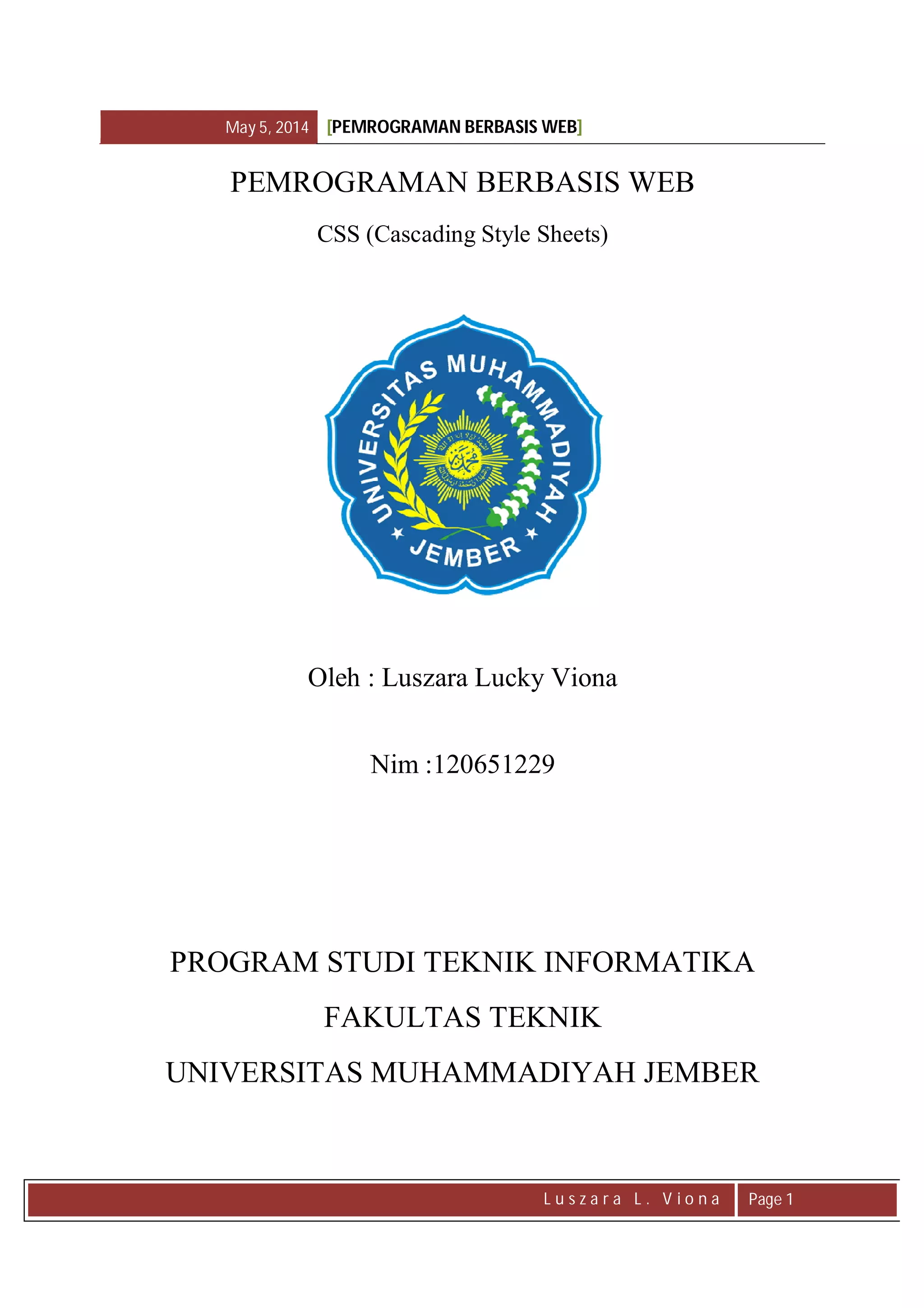 Pemrograman berbasis web (Luszara Lucky Viona) | PDF