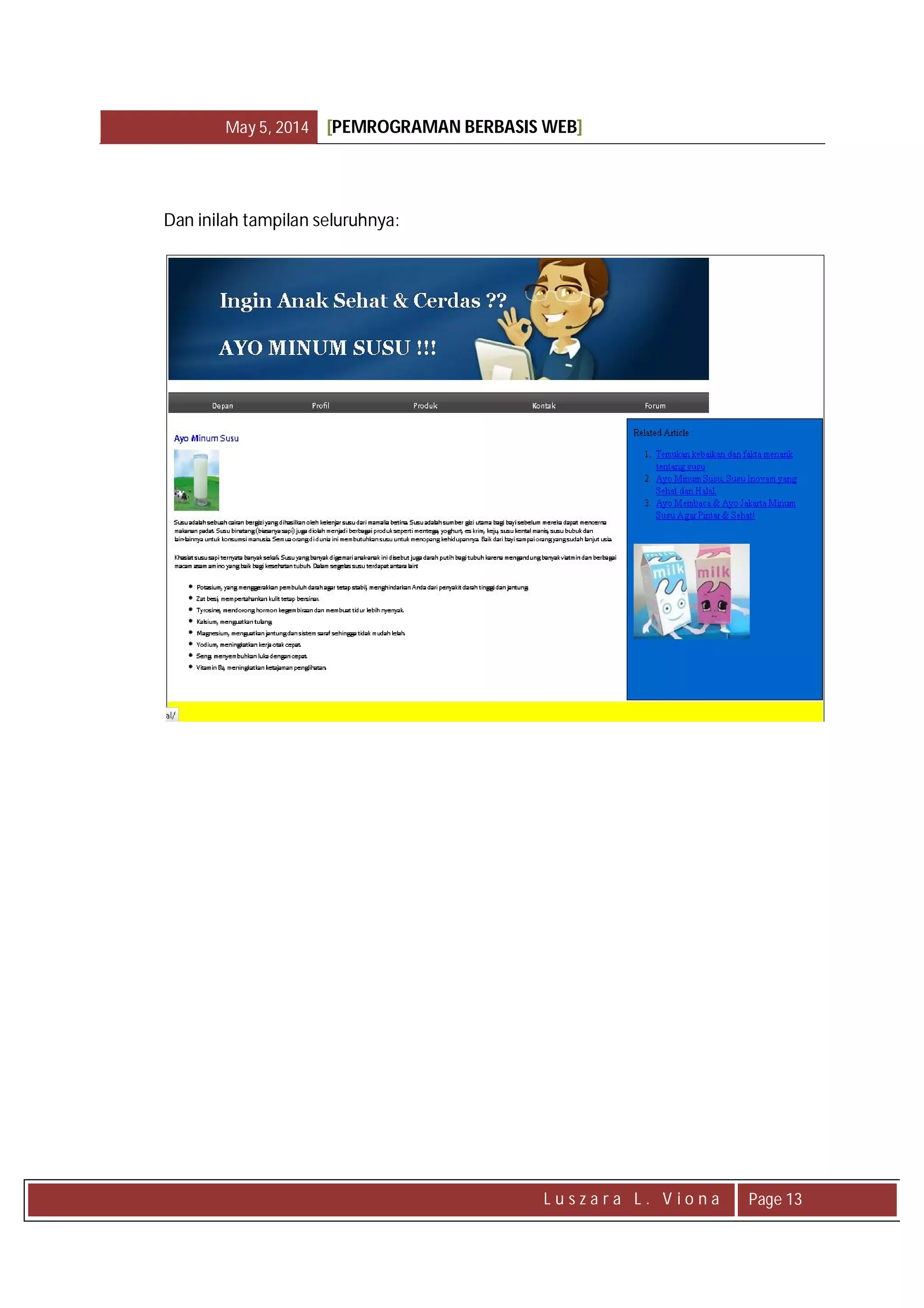 Pemrograman berbasis web (Luszara Lucky Viona) | PDF