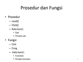 Pemrograman berorientasi objek ii 04 prosedur dan fungsi | PPTX ...