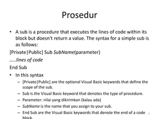 Pemrograman berorientasi objek ii 04 prosedur dan fungsi | PPTX ...