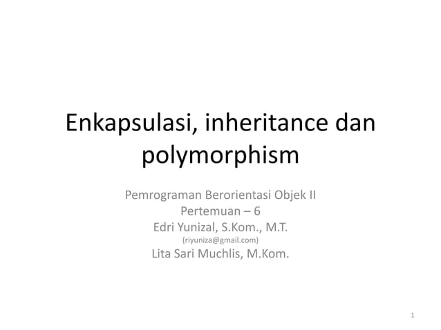 Pemrograman berorientasi objek ii 06 | PPT
