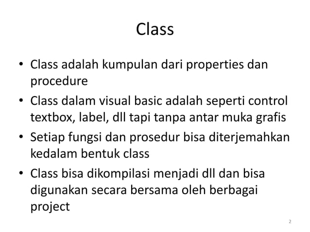 Pemrograman berorientasi objek ii 10 class | PPTX