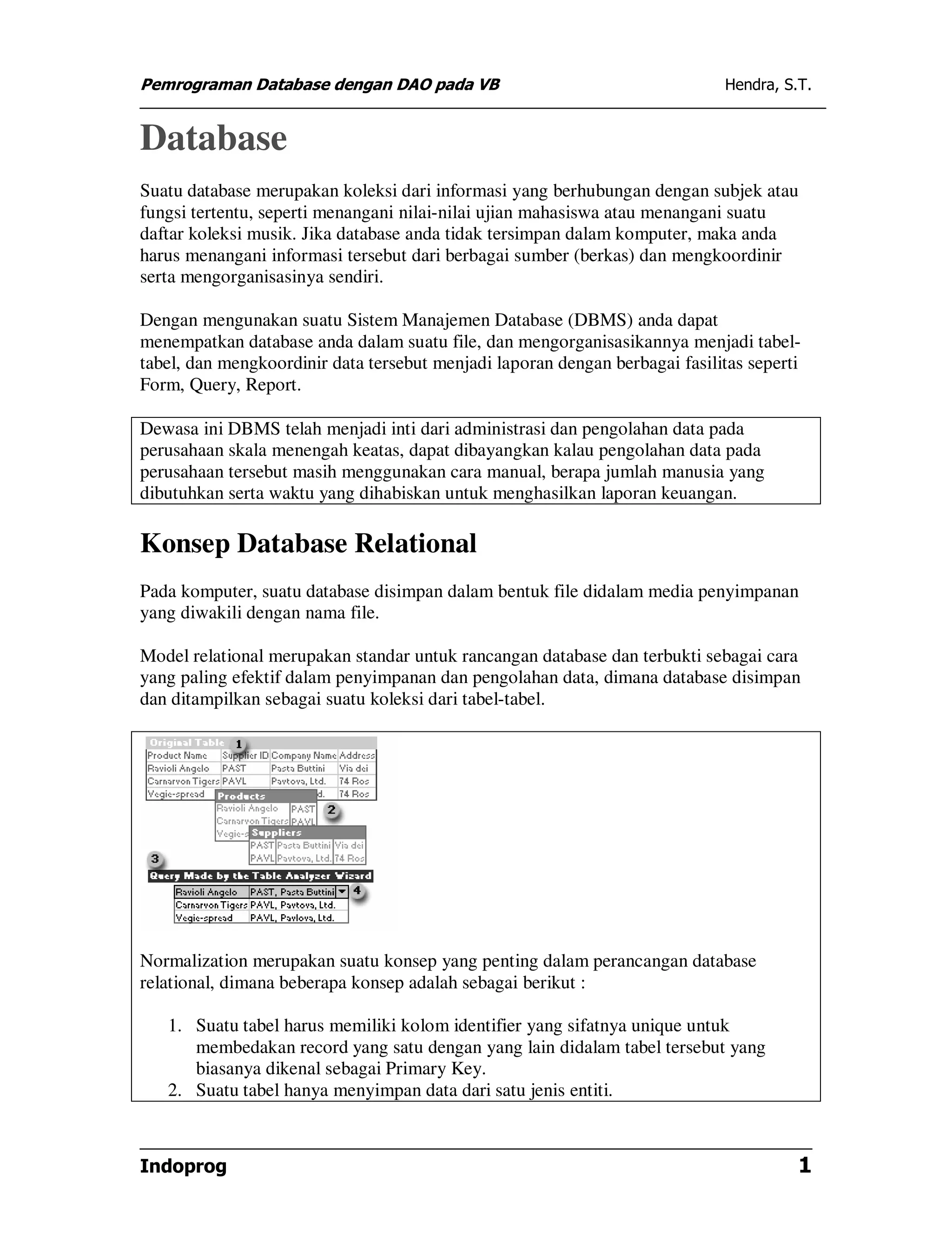 Pemrograman database dengan dao pada vb | PDF