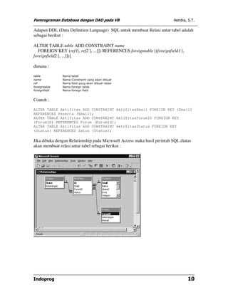 Pemrograman database dengan dao pada vb | PDF