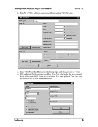 Pemrograman database dengan dao pada vb | PDF