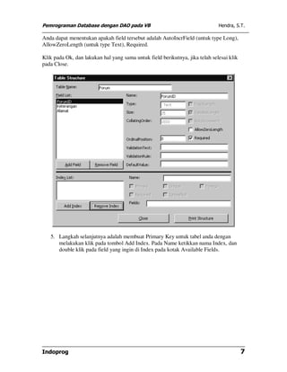Pemrograman database dengan dao pada vb | PDF