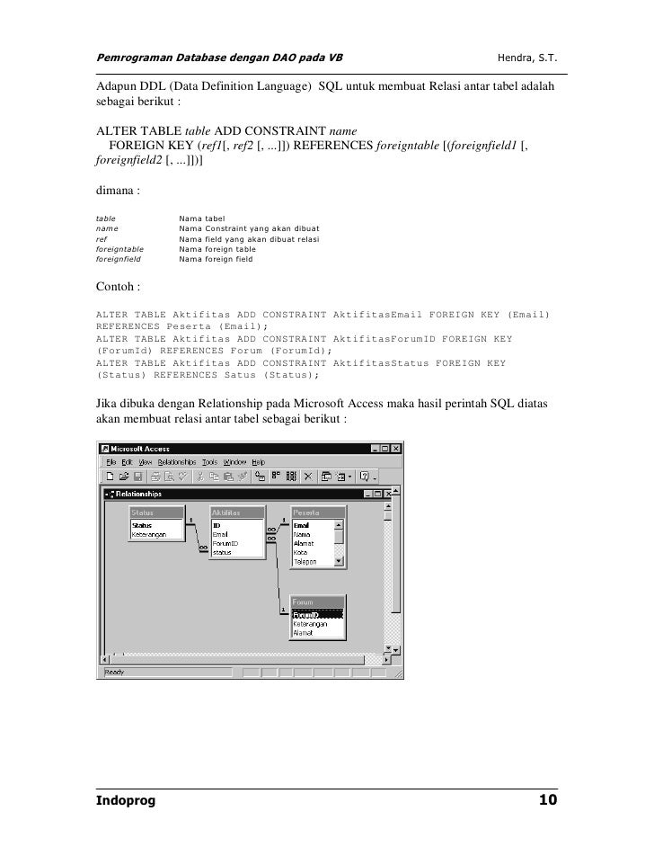 Pemrograman Database Dengan Dao Pada Vb