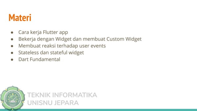 Pemrograman Mobile Unit 2 : Dasar-dasar Flutter | PDF